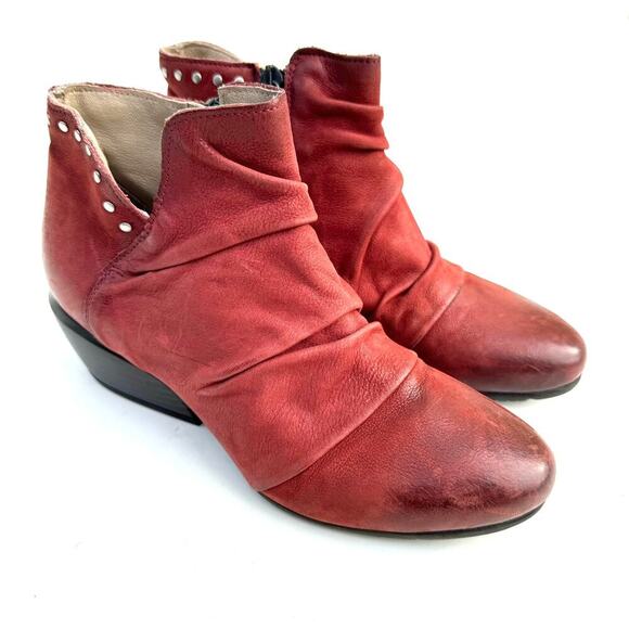 Miz Mooz | Shoes | Miz Mooz Red Studded Leather Ankle Boots Sz 6 ...